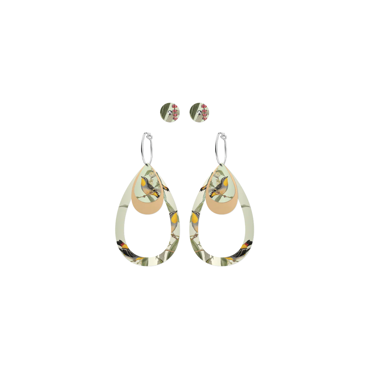 Trinity Tear & Stud Pack Earring Parrot & Pardalote – Galah Home